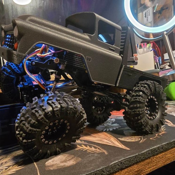 Axial SCX24 RC Truck Body Shell Gray Chevy 3800 1955 Flatbed Fits C10 ...