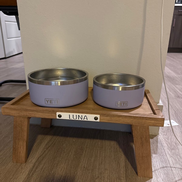 Modern Elevated Dog Feeder | Pretty Girl Dog Bowl Stand | Personalized ...