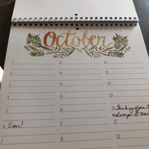 Floral Watercolor Birthday Calendar, Spiral Binding, Perpetual Calendar ...