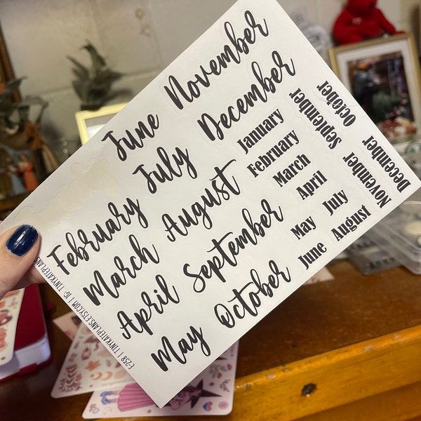 12 Big Months Title Planner Stickers, Memories of Month Bullet Journal ...