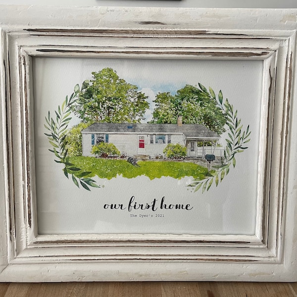 Custom House Drawing, House Illustration, Watercolor House Painting ...