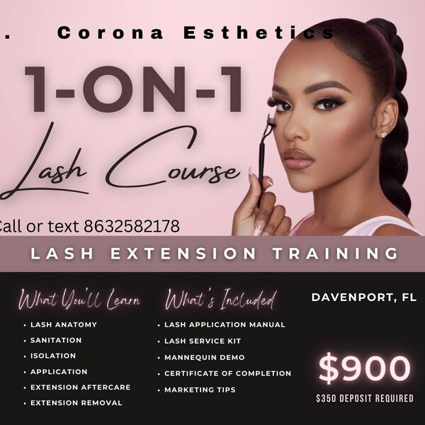 Pink Lash Class Flyer, DIY 1 on 1 Lash Tech Training Flyer, Editable ...