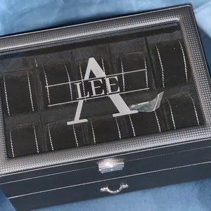 Personalized Black Watch Box Holds 20 Watches, Watch Case, Watch ...