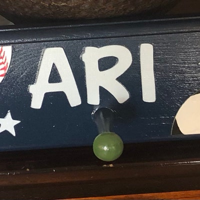 Girls Book Shelf With Pegs . Hat Rack . Wall Hooks . Personalized Coat ...