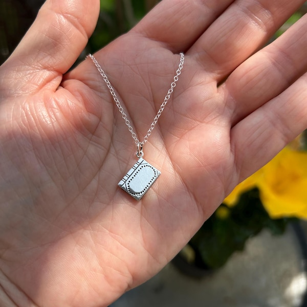 Sterling Silver or Gold Filled Book Necklace: Librarian, Teacher ...