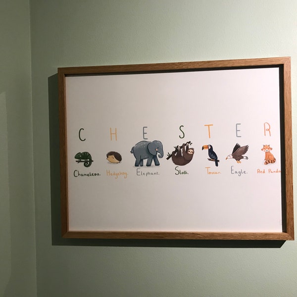 NAME ANIMAL PRINT A4/A3- Kids Name Art- Nursery Wall Art- Name ...