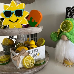 Lemon Decor Lemon Tiered Tray Lemon Mini Wood Book Stack - Etsy