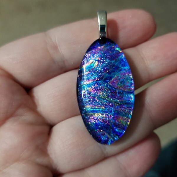 Reactive Fused Glass Pendant, Unique Jewellery, Fused Glass Necklace ...