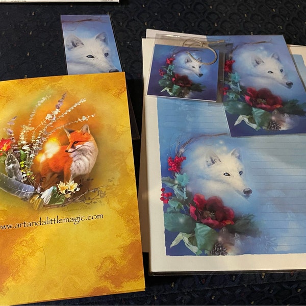Yule Postcard, White Wolf Christmas Postcard, Winter Solstice Art Card ...