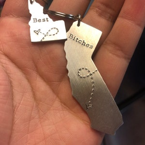 Best Friends Map Custom Long Distance Friendship State Key Chain Set of ...