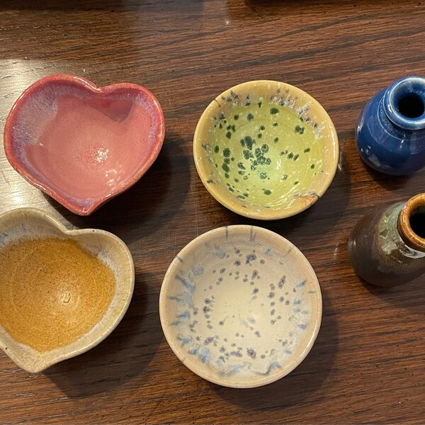 Miniature Pot, Mini Ceramic Bowl, Heart Dish, Bud Vase, Tiny Pottery ...