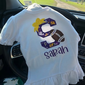 LSU W/ Initial Shirt for Girls Daddy's Football Girl Girls Football ...