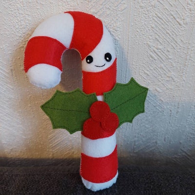 PDF Felt Candy Cane Sewing PATTERN & Tutorial Peppermint Candy Pattern ...