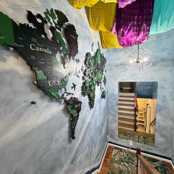 Led 3D Wall Map Art, Led Wall Art, Apartment Decor, World Map With LED ...