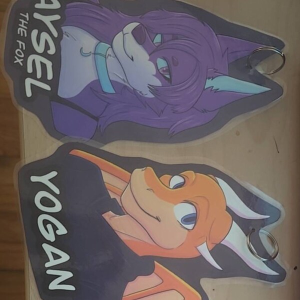 Custom Furry Keychain | Neon Custom Fursona Keychain | Double Sided ...