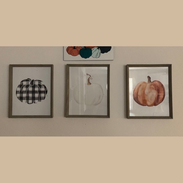 Set of 3 Pumpkins Printables Watercolor Pumpkins Prints Fall Decor Fall ...