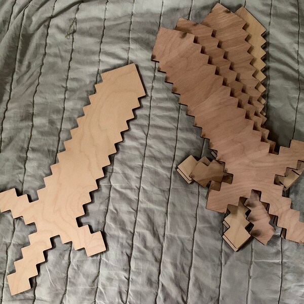8 Bit Sword - Pixelated - Laser Cut From Wood - Etsy