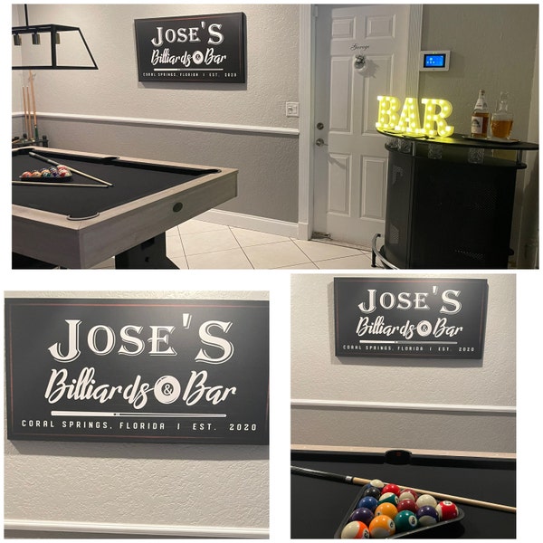 Billiards Sign | Billiards Gifts Pool Table Sign | Bar Pool Room Decor ...