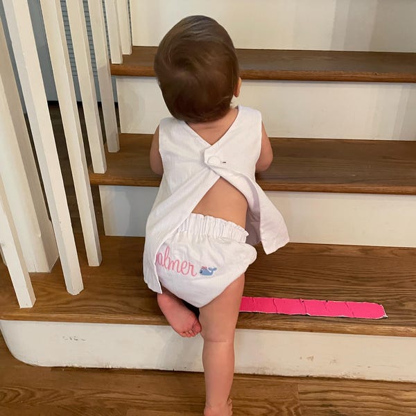 Blank Seersucker or Gingham, Longall Long Jon Jon Overalls, Made to Order, NB up to 4T, Boys ...