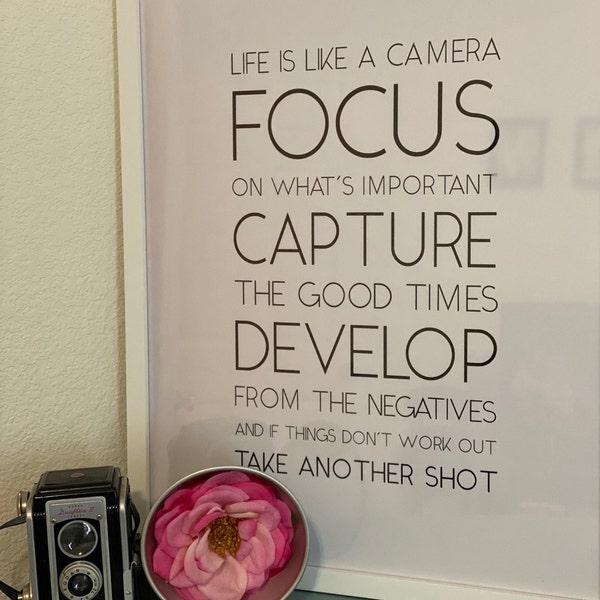Life is Like a Camera Quote, Photography Lover Gift, Instant ...