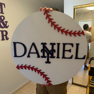 Baseball Nursery Name Sign, Round Name Sign, Sports Nursery, Boy Name ...
