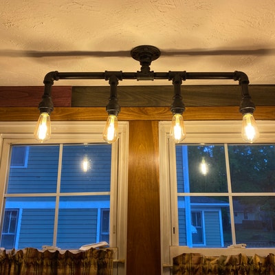 Industrial Lighting Chandelier, Iron Pipe Ceiling Light, UL LISTED ...