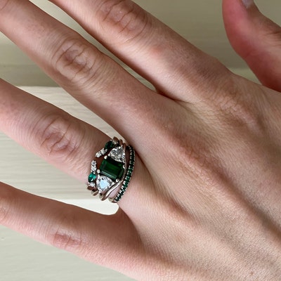 Sailor Moon Sapphire Engagement Ring Set Vine Moon Lab - Etsy