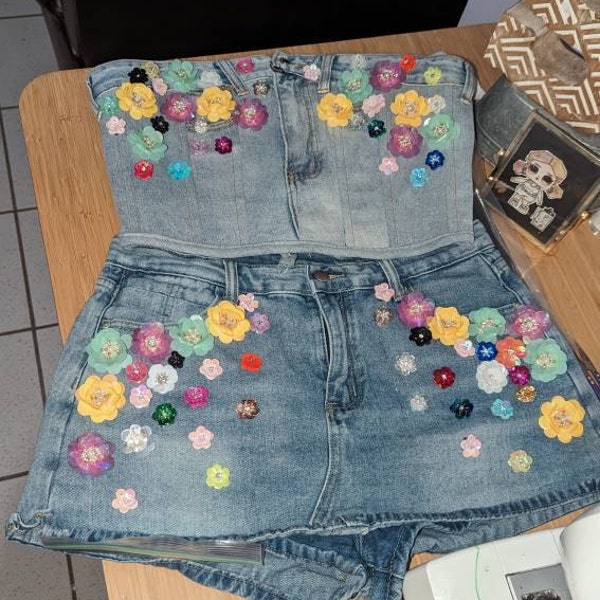 Sequins Patches 20pcs Rhinestones Beads Flower Appliques Brooch ...