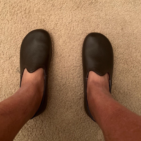 Women's Wide Toe Box Black Leather Casual Shoes, Authentic Barefoot ...