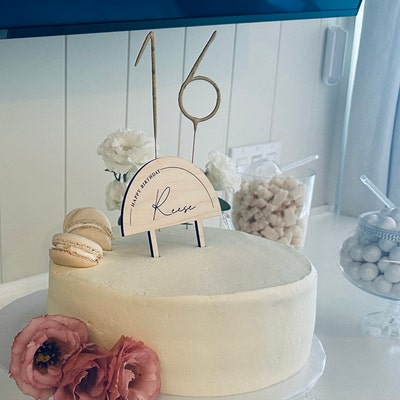 Personalized Cake Topper, Wood Dessert Topper, Happy Birthday Sign ...