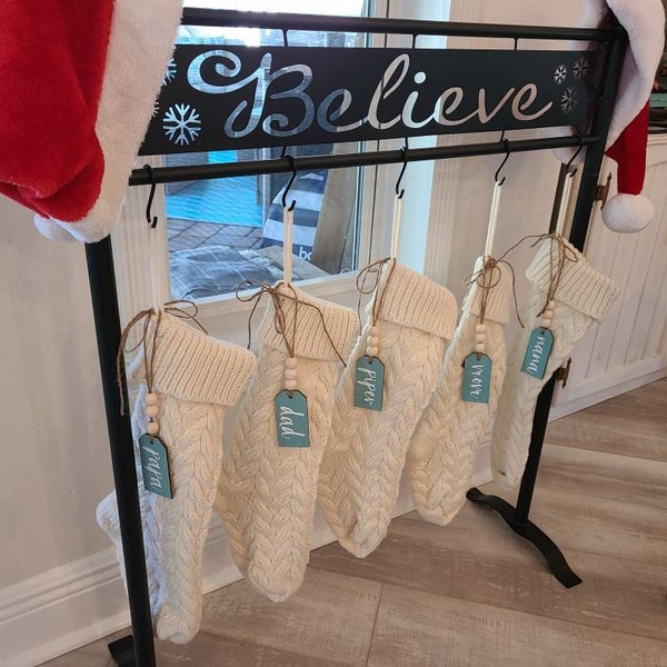 Personalized Beach Theme Stocking Name Tags // Coastal Christmas ...