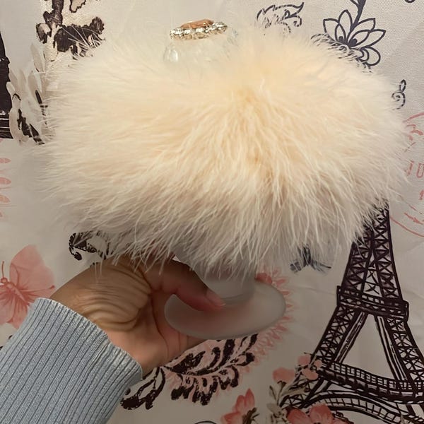 Powder Puff Body Dusting Powder Puff off White Fur Puff With Pink Down ...