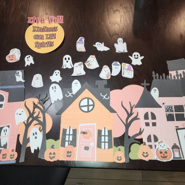 Pastel Haunted Houses Bulletin Board Kit (digital Download) - Etsy