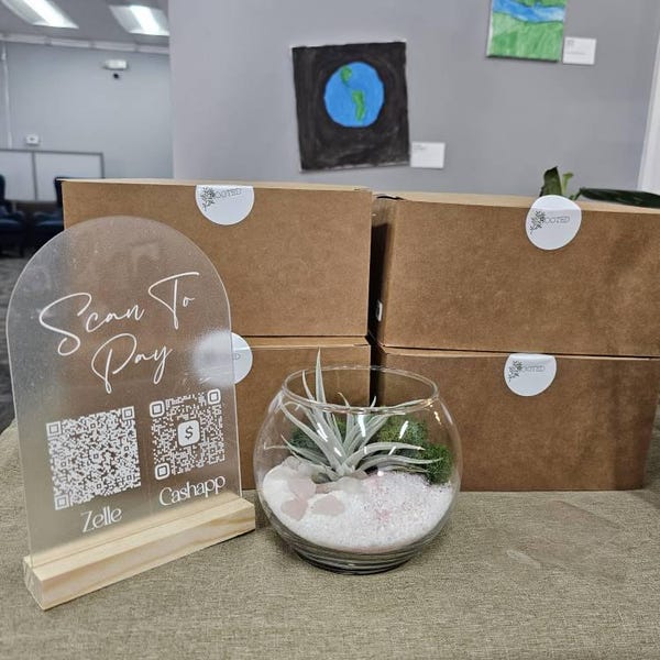 Arch Scannable QR Code Payment Table Sign, Scan to Pay Sign, Frosted ...