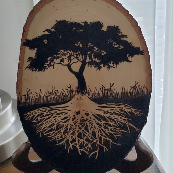 Wood Burned Tree of Life | Pyrography | Wall Art | Gift | Live Edge ...
