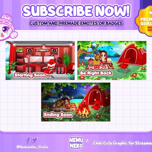 Custom Animated Chibi Cute Stream Screen for Your Twitch/youtube or ...