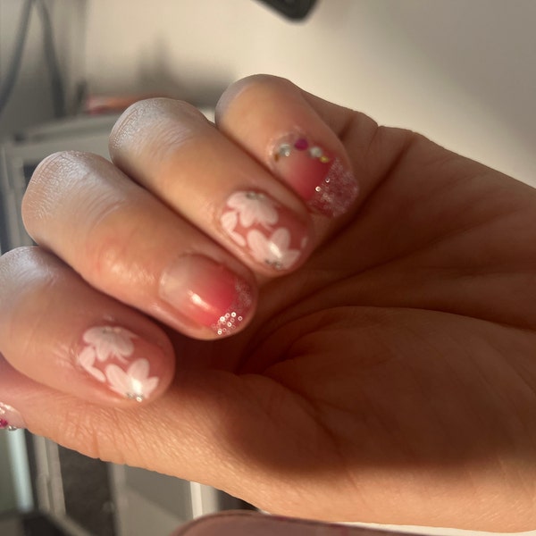 Pink Aqua Blue Abstract Ombre Nail Wraps / Monet Water Lilies Nail ...