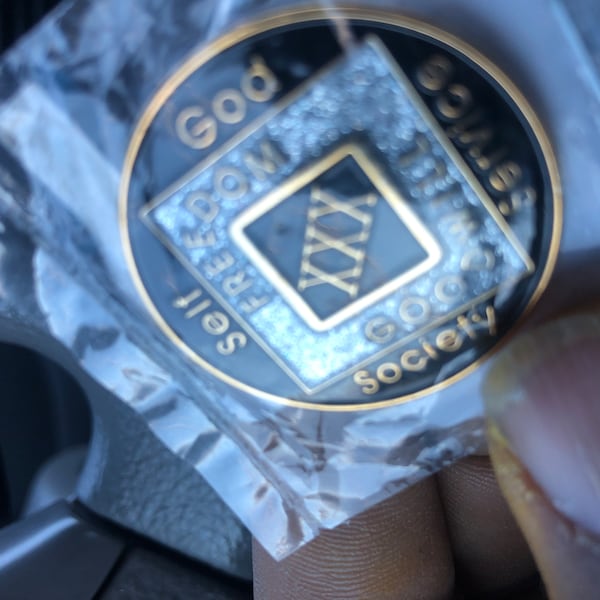 NA Clean Time Chip Black Silver Glitter Tri-plate Narcotics Anonymous ...