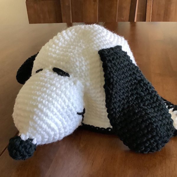 Crochet White and Black Dog Snoopy Inspired Hat, Beanie, Stocking Cap ...