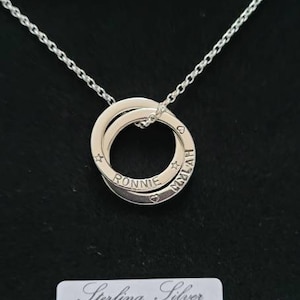Sterling Silver 2 Ring Name Necklace, Personalised Gift for Mum ...