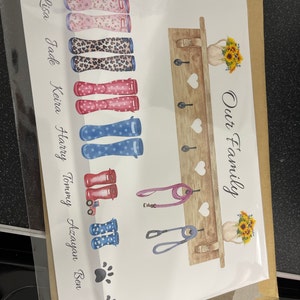 Our Family Print, Personalised Welly Boot Print, Custom Family ...