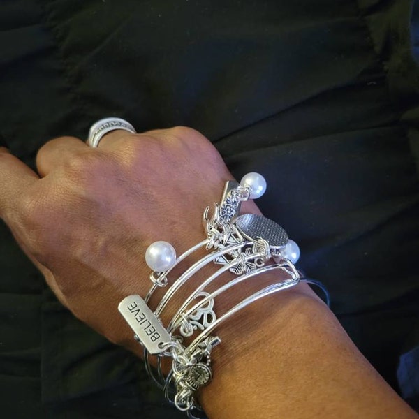 Silver Bangles With Charms, Silver Charms, Stackable Bangles,silver ...