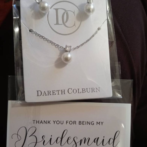 Simple Pearl Bridesmaid Set • Minimalist Bridesmaid Jewelry • Bridal ...