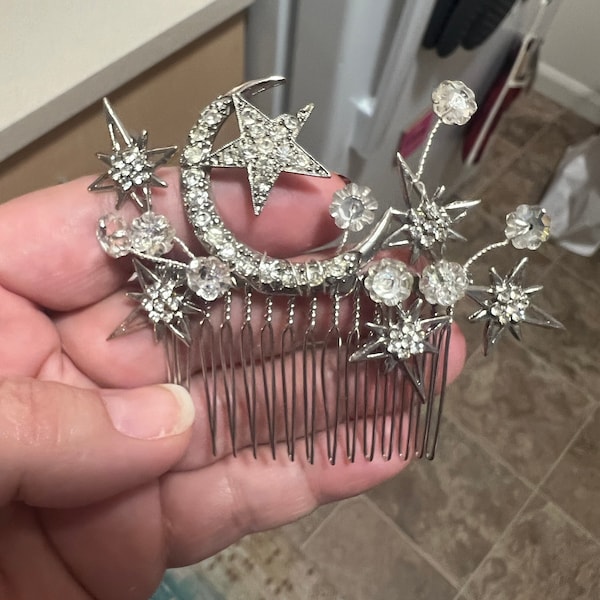 Shooting Stars Vintage Moon Celestial Wedding Hair Comb, Moon and Stars ...