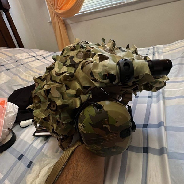 Helmet Scrim Ghillie Cover: Universal Fit, Milsim Multicam M81 ...