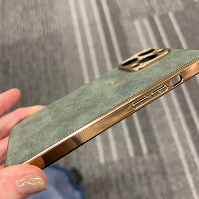 Personalized Suede iPhone Case for iPhone 15 14 13 Pro Max Initials ...