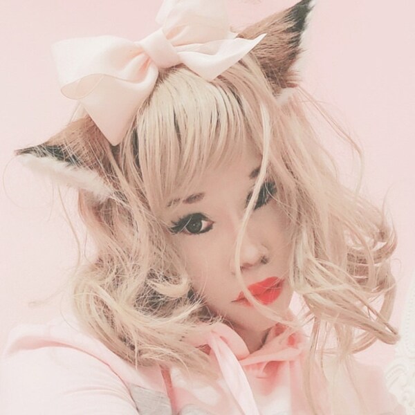 Fluffy Black Wolf Ears Leather/ Realistic Cosplay Kitten Pet Play Furry ...