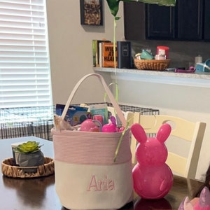 Embroidered Canvas Seersucker Easter Baskets / Personalized - Etsy