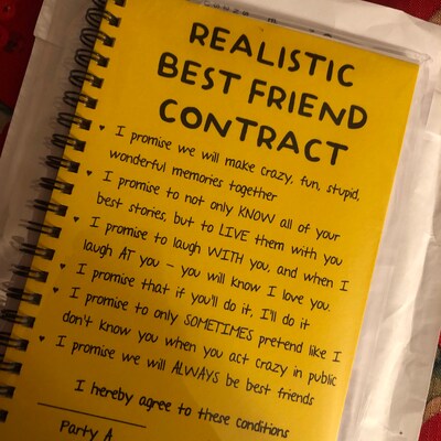 Realistic Best Friend Contract 5 X 7 Journal - Etsy