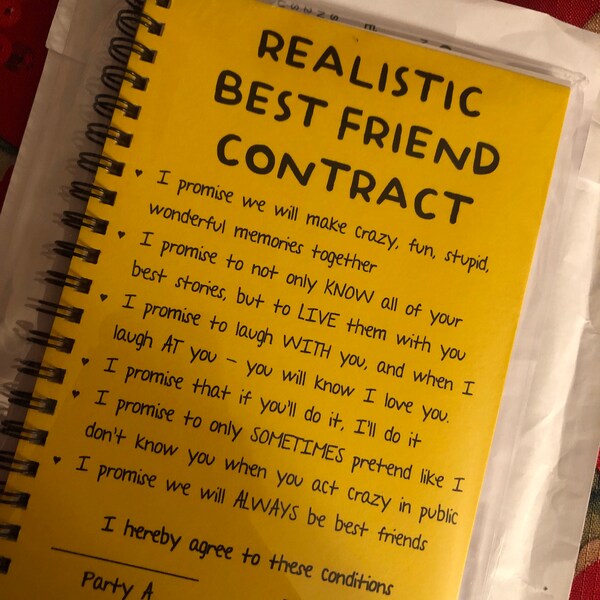 Realistic Best Friend Contract - 5 X 7 Journal - Etsy